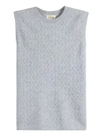 Gobi Cashmere Ajour Knit Crewneck Cashmere Vest - High Rise