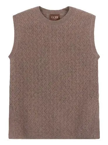 Gobi Cashmere Ajour Knit Cashmere Vest - Taupe