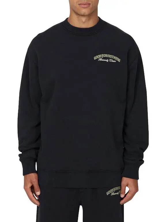 GOOD FOR NOTHING Heaven Relaxed Crewneck Sweatshirt - Black