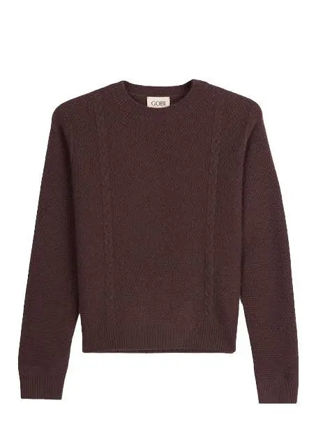 Gobi Cashmere Cropped Crewneck Cashmere Sweater - Cocoa
