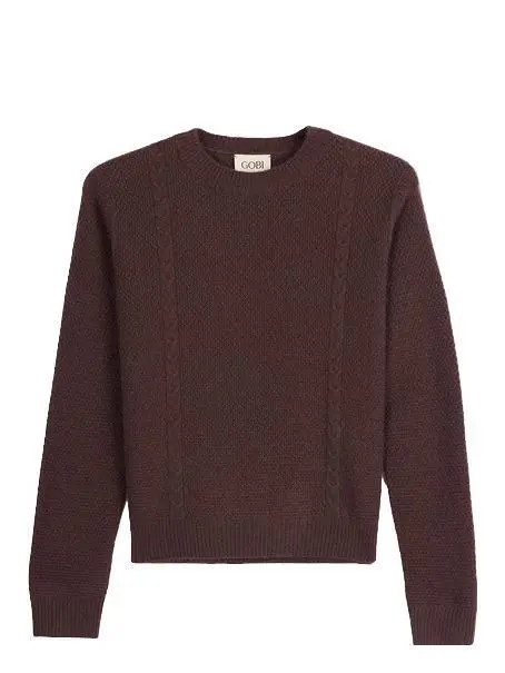 Gobi Cashmere Cropped Crewneck Sweater - Cocoa