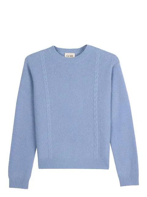 Gobi Cashmere Cropped Crewneck Sweater - Dusty Blue