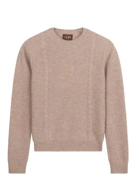 Gobi Cashmere Cropped Crewneck Cashmere Sweater - Warm Grey