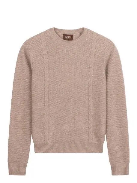 Gobi Cashmere Cropped Crewneck Sweater - Warm Grey