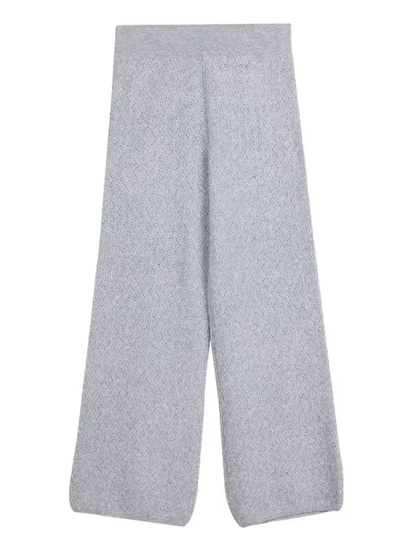 Gobi Cashmere Wide-leg Ajour Knit Cashmere Trousers - High Rise