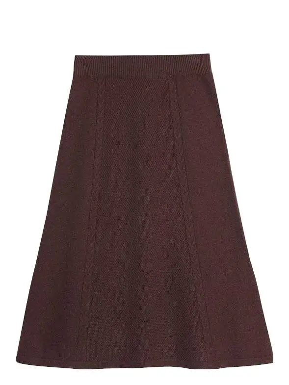 Gobi Cashmere A-line Cashmere Knitted Skirt - Cocoa