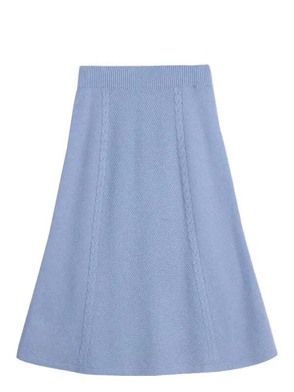 Gobi Cashmere A-line Cashmere Knitted Skirt - Dusty Blue