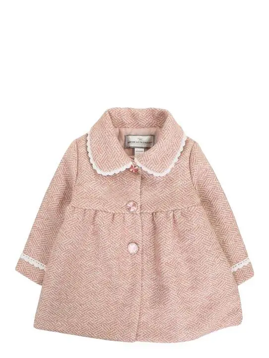 WIDGEON Faux Wool Tweed Coat With Scallop Trim - Crystal Pink