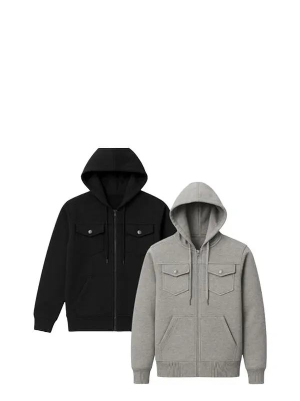 BENBEN Two Heavyweight Zip Hoodies - Black/charcoal