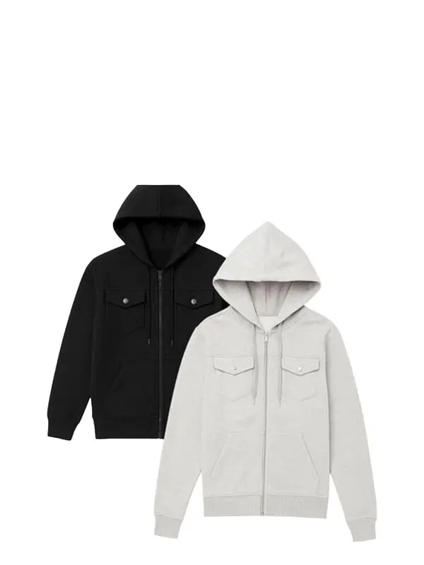 BENBEN Two Heavyweight Zip Hoodies - Black/grey
