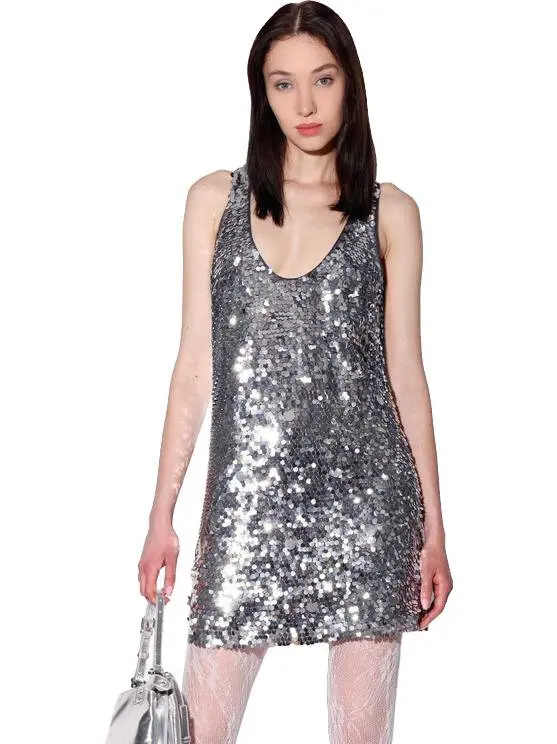 Walter Baker Sequin Mini Dress - Silver Sequin