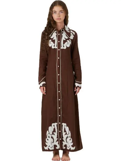 BY TESS COLLECTION Wren Embroidered Dress - Brown