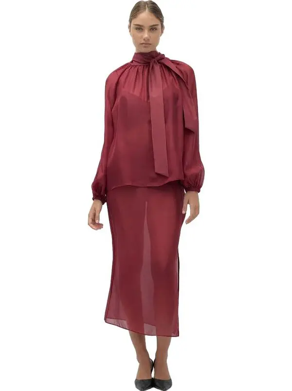Naked Cashmere Amara Silk Organza Blouse - Bordeaux