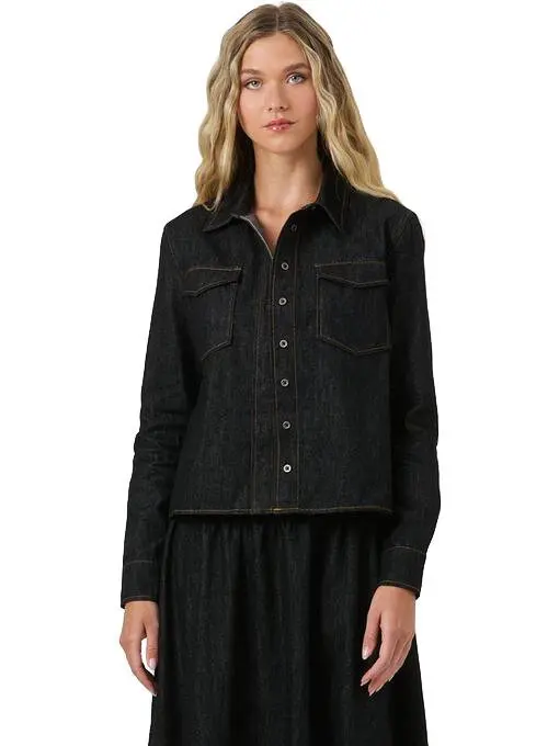 BY TESS COLLECTION Hana Denim Blouse - Black Denim