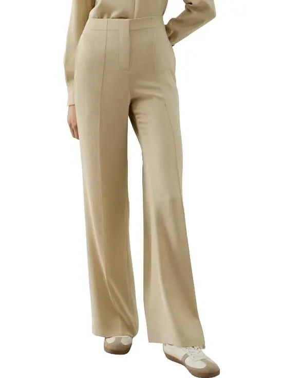 Lilysilk Minimalist Stretch Silk Crêpe Pant - Dune