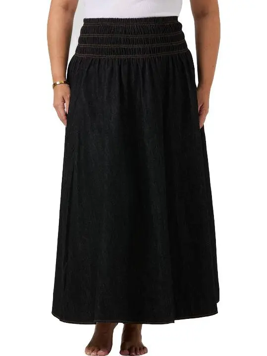 BY TESS COLLECTION Hana Maxi Skirt - Black Denim