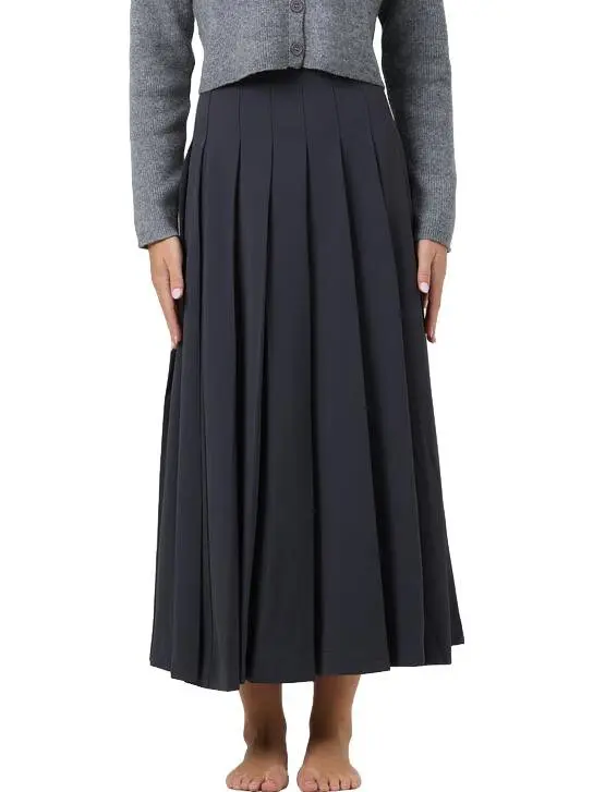 BY TESS COLLECTION Gia Pleated A-line Midi Skirt - Grey