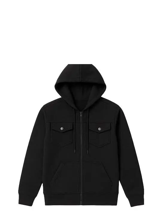 BENBEN Heavyweight Full Zip Up Hoodie Jacket - Black