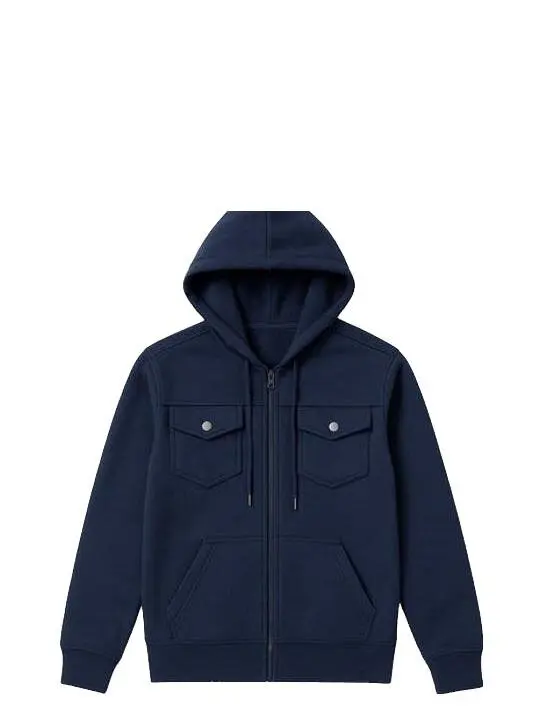 BENBEN Heavyweight Full Zip Up Hoodie Jacket - Navy