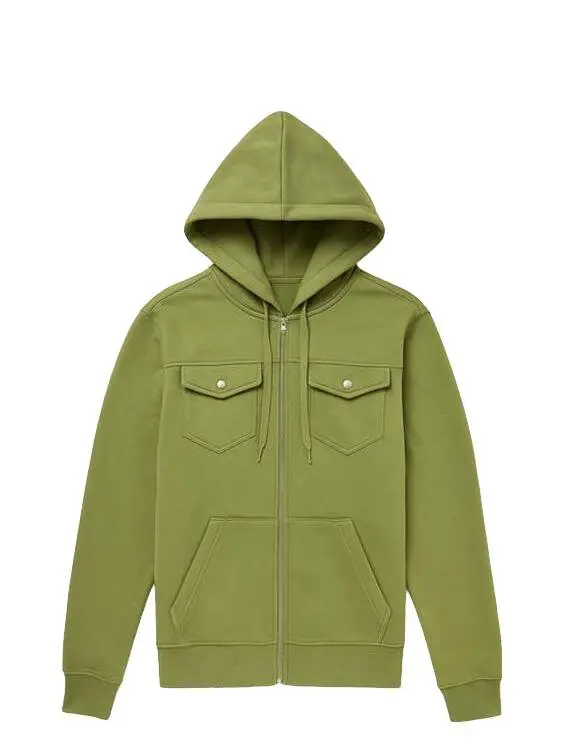 BENBEN Heavyweight Full Zip Up Hoodie Jacket - Olive