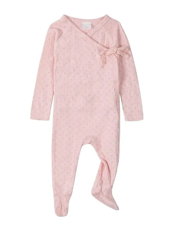 MINIMOI Heart Print Pointelle Blend Footie - Pink