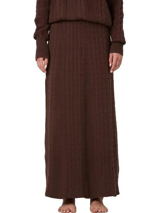 BY TESS COLLECTION A-line Knit Skirt - Brown