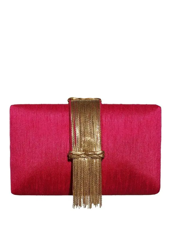 SIMITRI Electric Fringe Clutch - Cranberry Sauce
