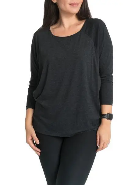 BUN MATERNITY NURSING APPAREL Bliss Long Sleeve Nursing Top - Black