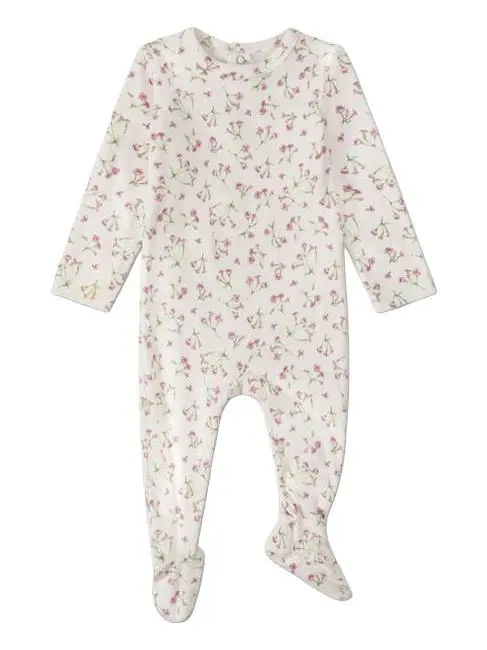 MINIMOI Floral Pointelle Footie - Pink