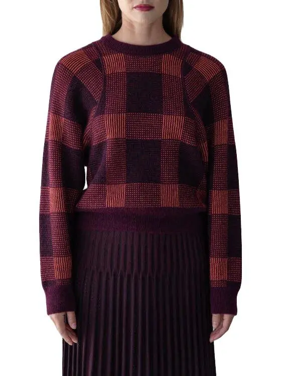 SSKEIN Tartine Plaid Pullover - Aubergine