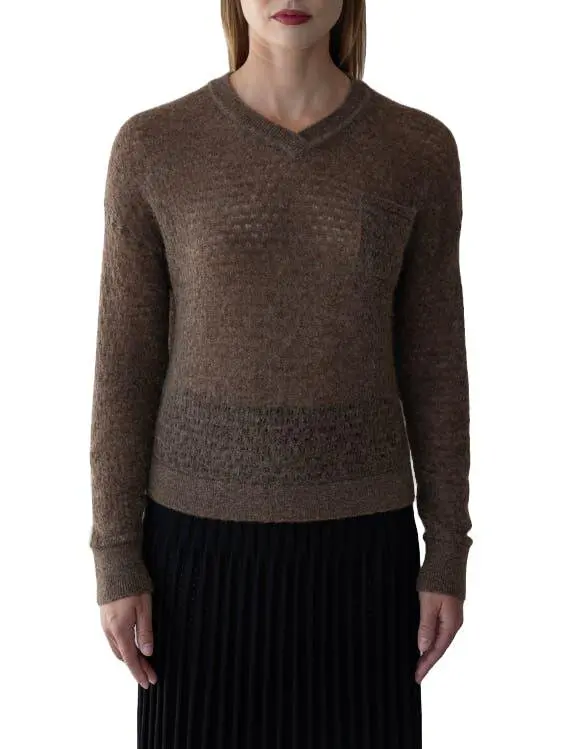 SSKEIN Lacey Pointelle Pullover - Cedar