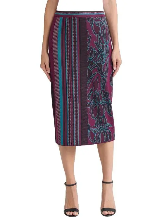 Ming Wang Jacquard Knit Midi Skirt - Midnight Violet/nebula