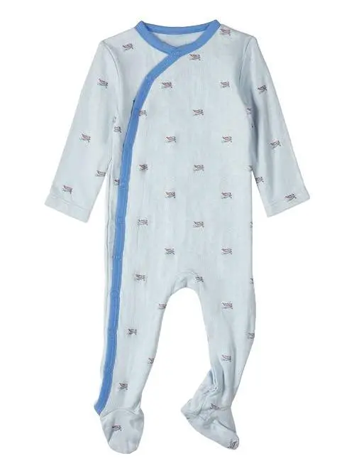 MINIMOI Row Your Boat Gently Pointelle Footie - Blue