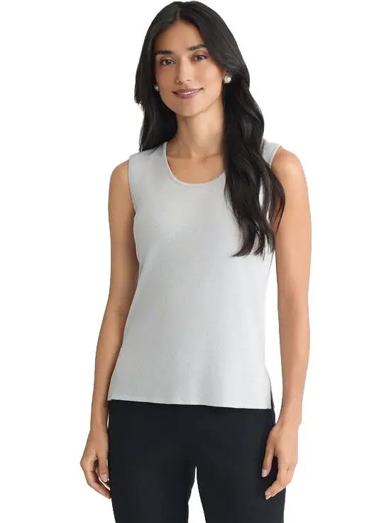 Ming Wang Scoop Neck Knit Tank - Silver