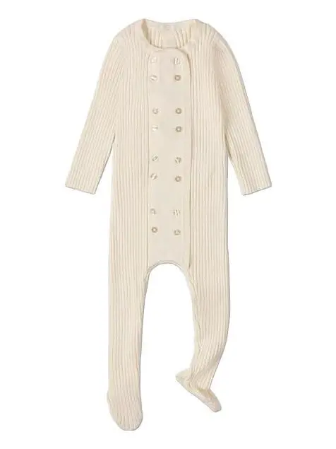 MINIMOI Sweater Rib Footie - Winter White