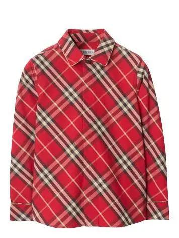 Burberry Check Cotton Shirt - Crayon Red