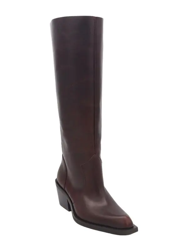 STIVALI NEW YORK Runaway Knee High Leather Boots - Mahogany
