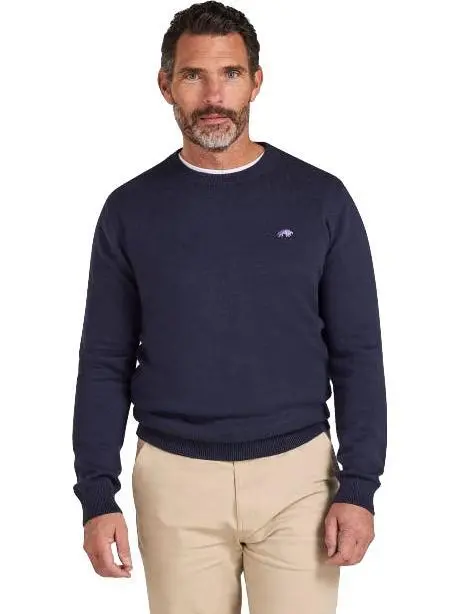 RAGING BULL Crew Neck Cotton Cashmere Sweater - Navy