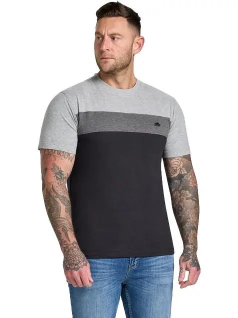 RAGING BULL Short Sleeve Crew Neck Panel T-shirt - Black