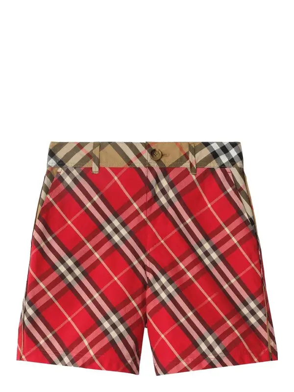 Burberry Check Cotton Shorts - Crayon Red