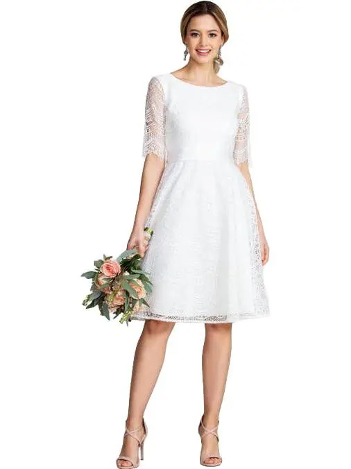 ALIE STREET LONDON Evie Lace Fit & Flare Dress - Ivory