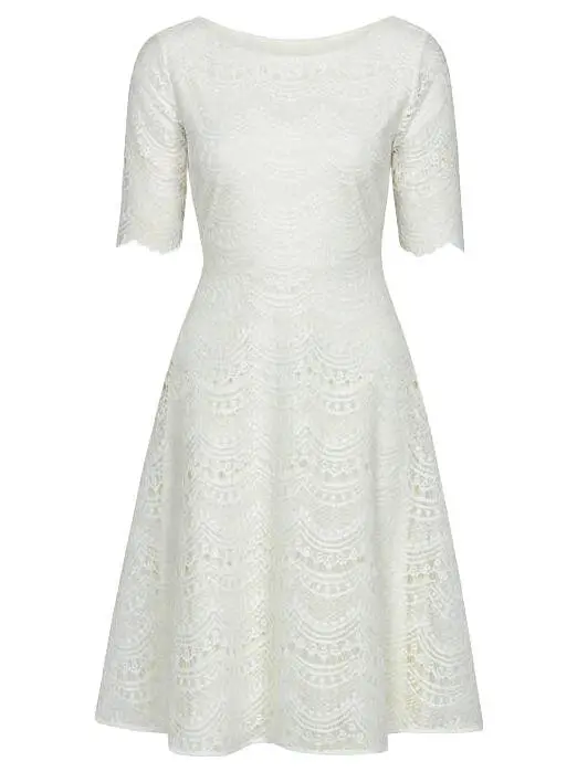 ALIE STREET LONDON Evie Lace Fit & Flare Dress - Ivory