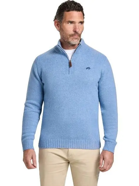 RAGING BULL Chunky Fleck Quarter Zip Knit Sweater - Chambray