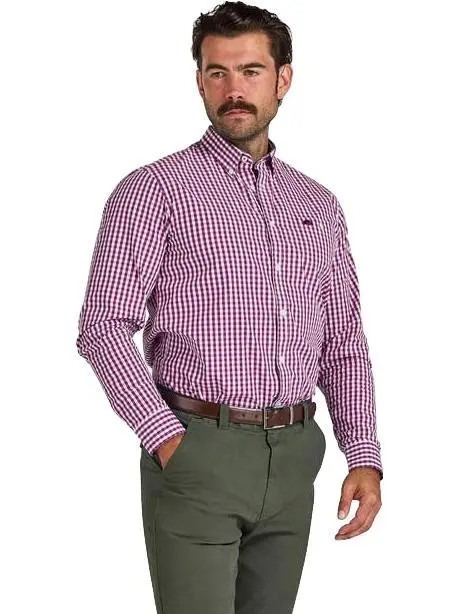 RAGING BULL Classic Long Sleeve Gingham Shirt - Purple