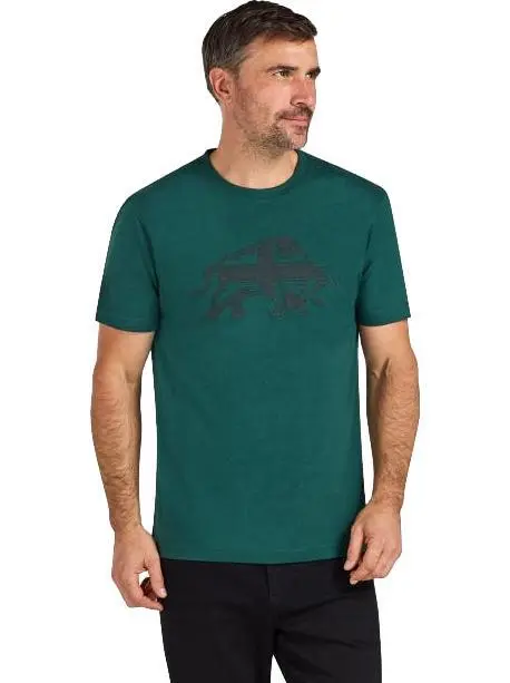 RAGING BULL Embroidered Union Jack Bull T-shirt - Forest