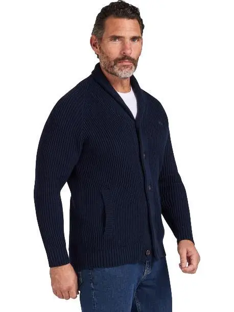 RAGING BULL Button-up Shawl Cardigan - Navy