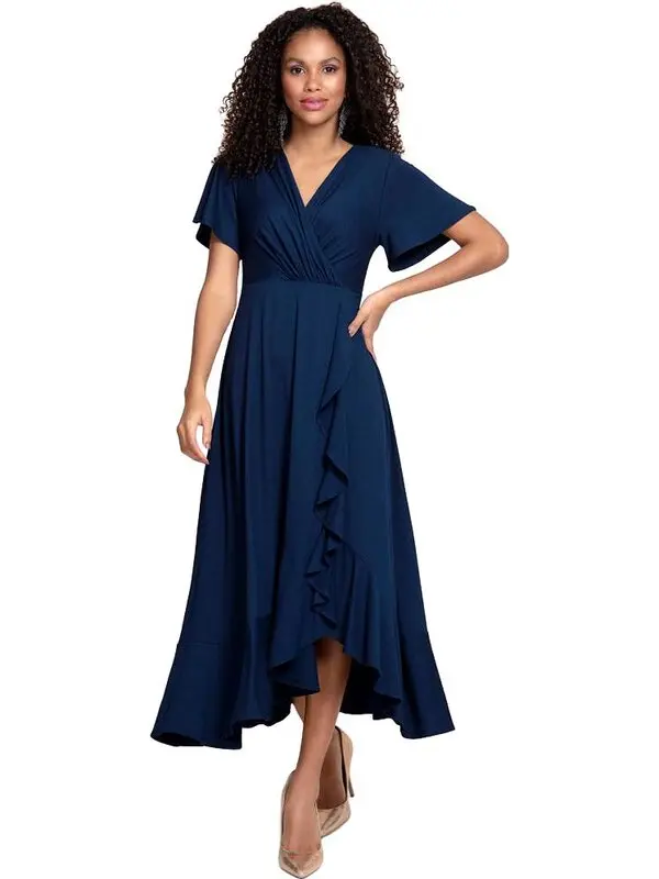 ALIE STREET LONDON Waterfall Petite Dress - Navy