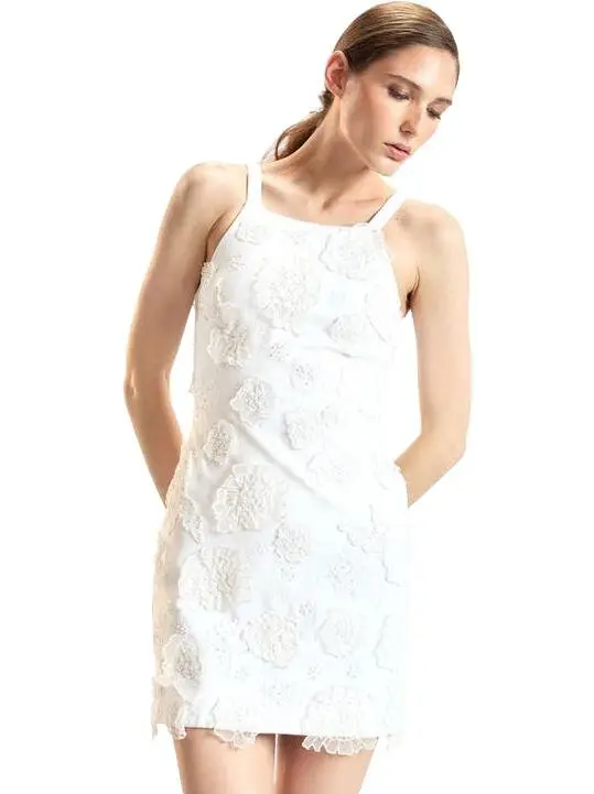 Cynthia Rowley Floral Applique Mini Dress - White