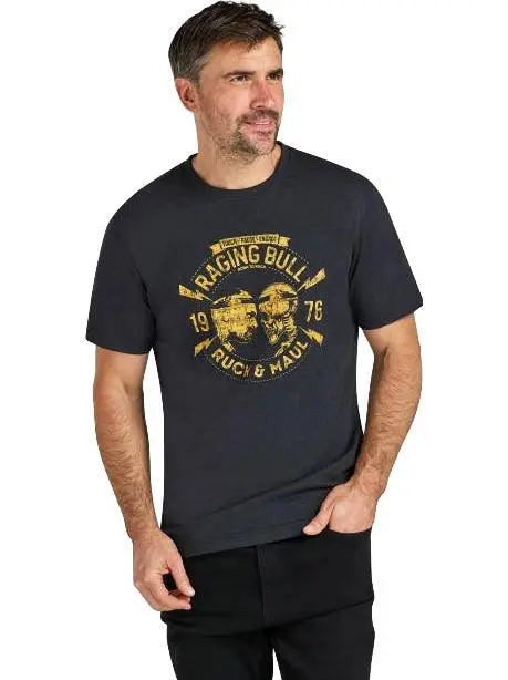 RAGING BULL Ruck & Maul Print T-shirt - Black