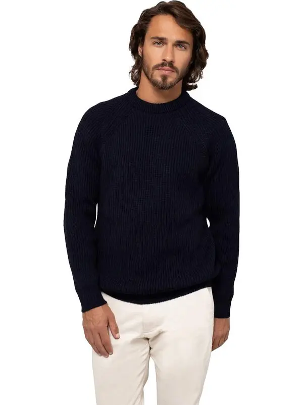 CELTIC & CO. British Ribbed Fisherman's Sweater - Dark Navy